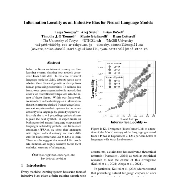 Information Locality as an Inductive Bias for Neural Language Models - ACL Anthology