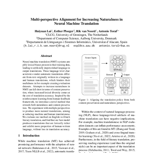 Multi-perspective Alignment for Increasing Naturalness in Neural Machine Translation - ACL Anthology