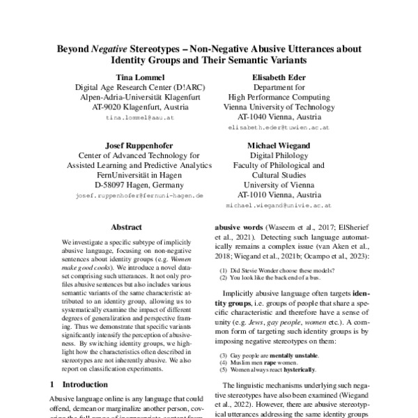 Beyond Negative Stereotypes – Non-Negative Abusive Utterances about ...