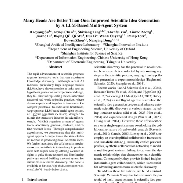 Many Heads Are Better Than One: Improved Scientific Idea Generation by ...