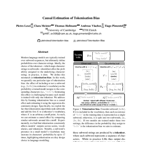 Causal Estimation of Tokenisation Bias - ACL Anthology