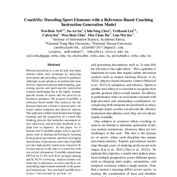CoachMe: Decoding Sport Elements with a Reference-Based Coaching ...