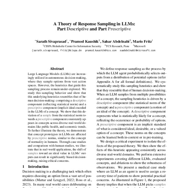 A Theory Of Response Sampling In Llms Part Descriptive And Part Prescriptive Acl Anthology
