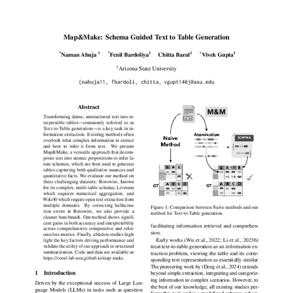 Map&Make: Schema Guided Text to Table Generation - ACL Anthology