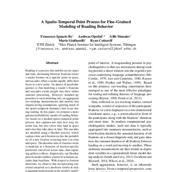 A Spatio-Temporal Point Process for Fine-Grained Modeling of Reading ...