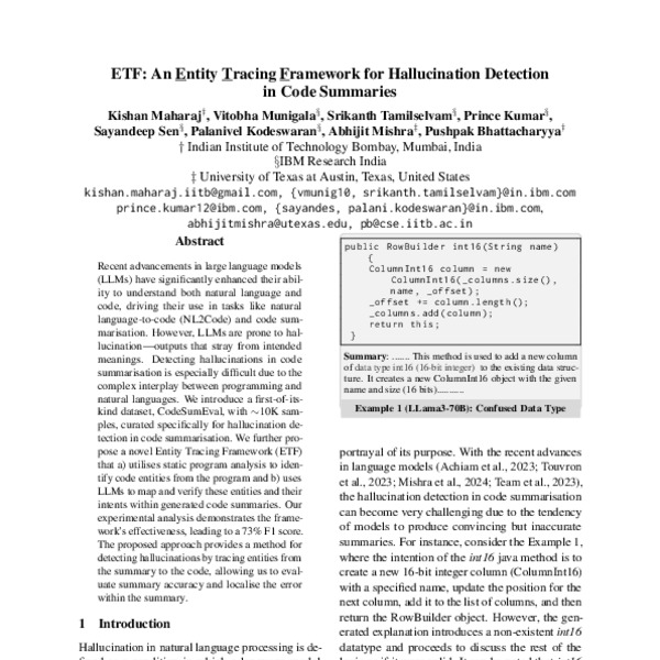 ETF: An Entity Tracing Framework for Hallucination Detection in Code Summaries - ACL Anthology