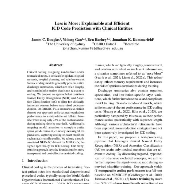 Less is More: Explainable and Efficient ICD Code Prediction with ...