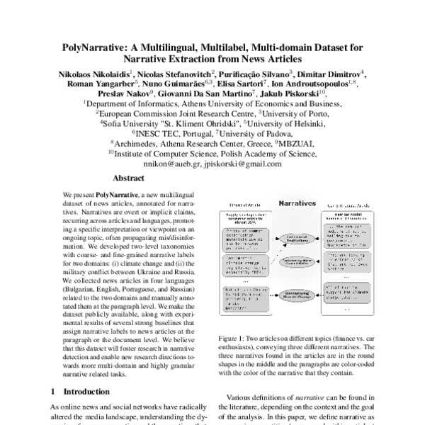 PolyNarrative: A Multilingual, Multilabel, Multi-domain Dataset for ...