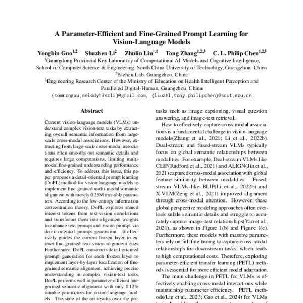 A Parameter-Efficient and Fine-Grained Prompt Learning for Vision-Language Models - ACL Anthology