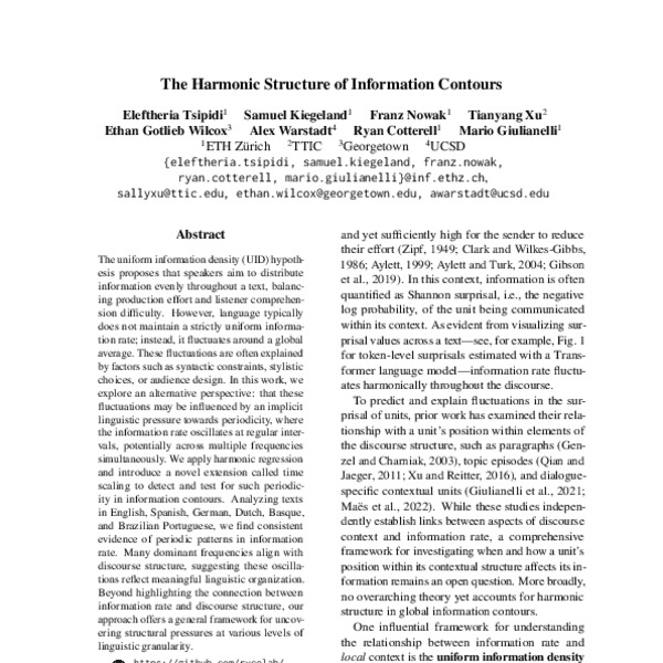 The Harmonic Structure of Information Contours - ACL Anthology