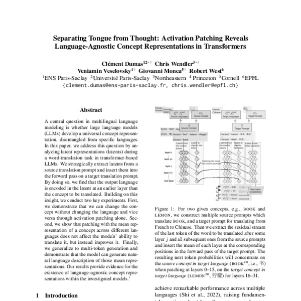 Separating Tongue from Thought: Activation Patching Reveals Language-Agnostic Concept ...