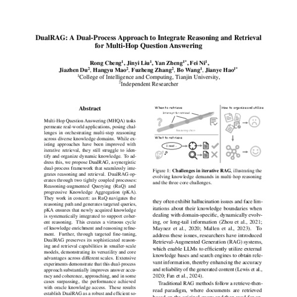 DualRAG: A Dual-Process Approach to Integrate Reasoning and Retrieval for Multi-Hop Question ...