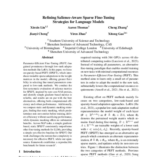 Refining Salience-Aware Sparse Fine-Tuning Strategies for Language Models - ACL Anthology