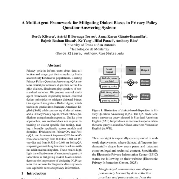 A Multi-Agent Framework for Mitigating Dialect Biases in Privacy Policy Question-Answering ...