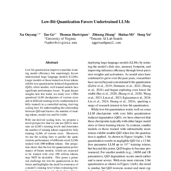 Low-Bit Quantization Favors Undertrained LLMs - ACL Anthology