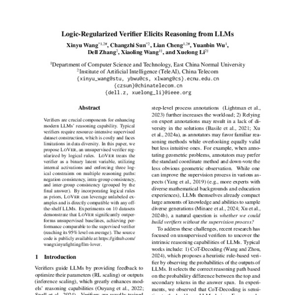 Logic-Regularized Verifier Elicits Reasoning from LLMs - ACL Anthology