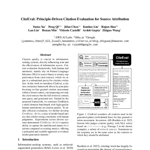 CiteEval: Principle-Driven Citation Evaluation for Source Attribution - ACL Anthology