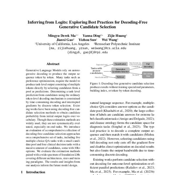 Inferring from Logits: Exploring Best Practices for Decoding-Free Generative Candidate Selection ...