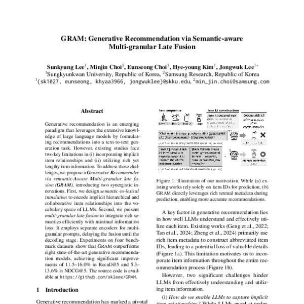 GRAM: Generative Recommendation via Semantic-aware Multi-granular Late Fusion - ACL Anthology
