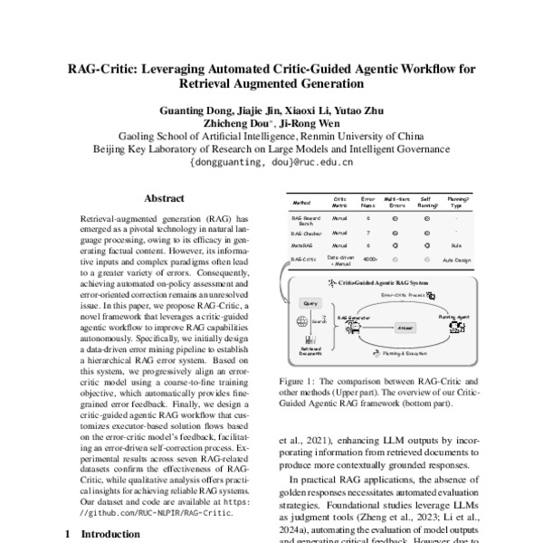 RAG-Critic: Leveraging Automated Critic-Guided Agentic Workflow for Retrieval Augmented ...