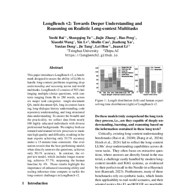 LongBench v2: Towards Deeper Understanding and Reasoning on Realistic Long-context Multitasks ...