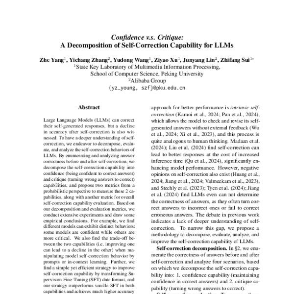 Confidence v.s. Critique: A Decomposition of Self-Correction Capability ...