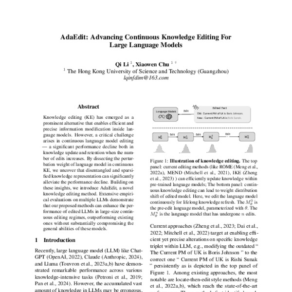 Adaedit Advancing Continuous Knowledge Editing For Large Language Models Acl Anthology