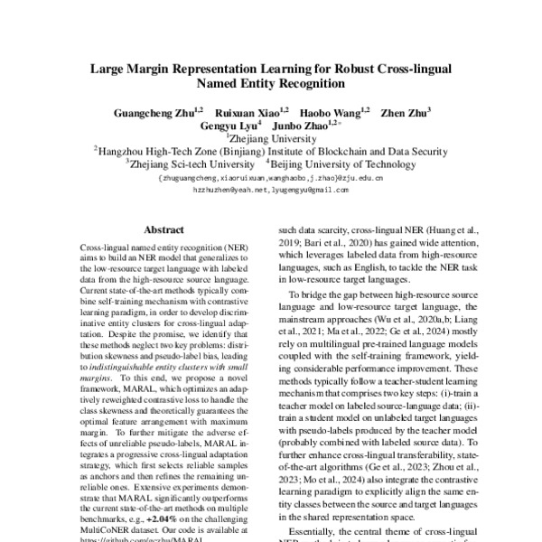 Large Margin Representation Learning for Robust Cross-lingual Named Entity Recognition - ACL ...