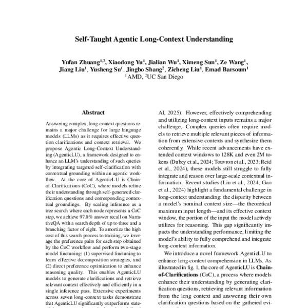 Self-Taught Agentic Long Context Understanding - ACL Anthology