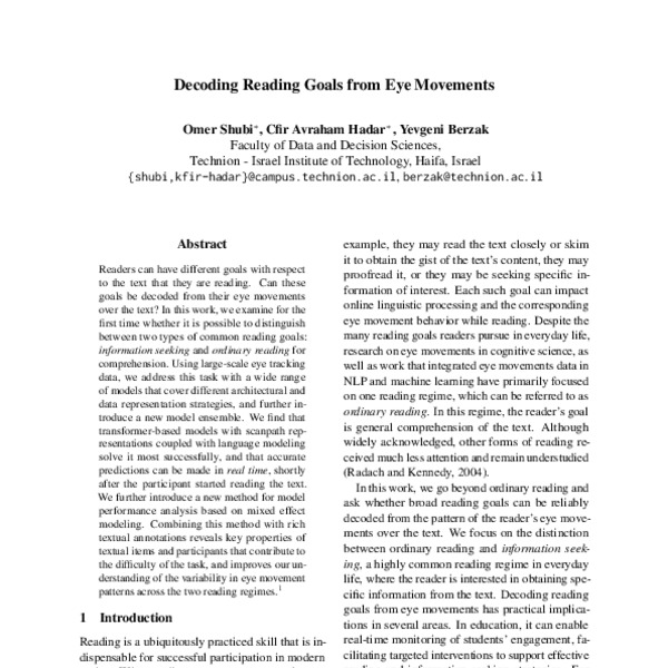 Decoding Reading Goals from Eye Movements - ACL Anthology