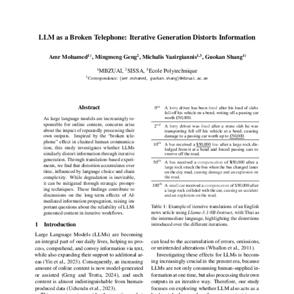 LLM as a Broken Telephone: Iterative Generation Distorts Information ...