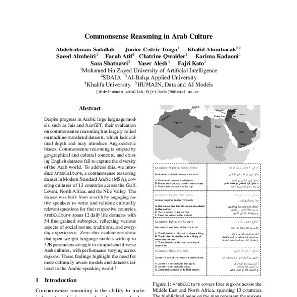 Commonsense Reasoning in Arab Culture - ACL Anthology