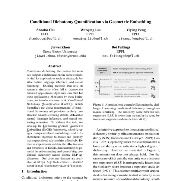 Conditional Dichotomy Quantification via Geometric Embedding - ACL ...