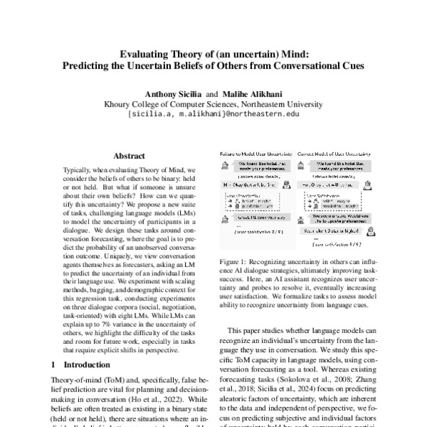 Evaluating Theory of (an uncertain) Mind: Predicting the Uncertain ...