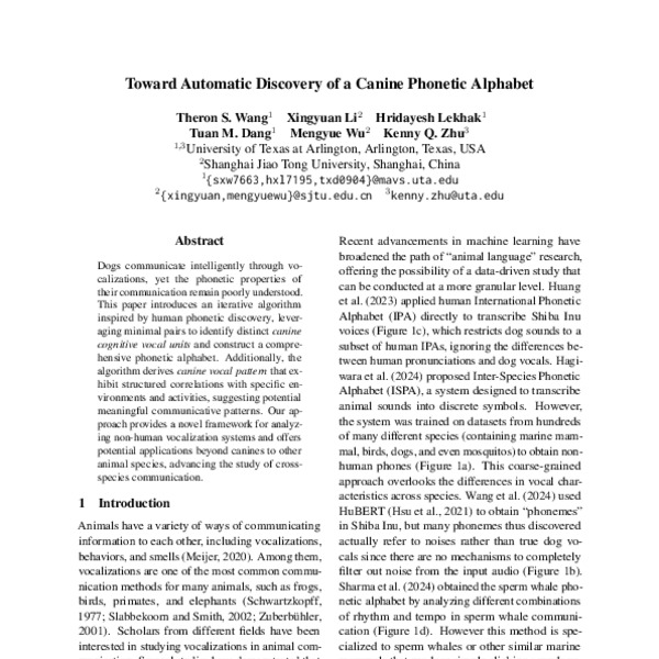 Toward Automatic Discovery of a Canine Phonetic Alphabet - ACL Anthology