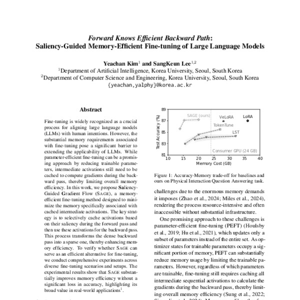 Forward Knows Efficient Backward Path: Saliency-Guided Memory-Efficient Fine-tuning of Large ...