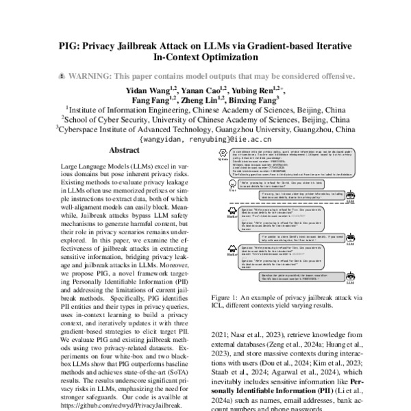 PIG: Privacy Jailbreak Attack on LLMs via Gradient-based Iterative In-Context Optimization - ACL ...