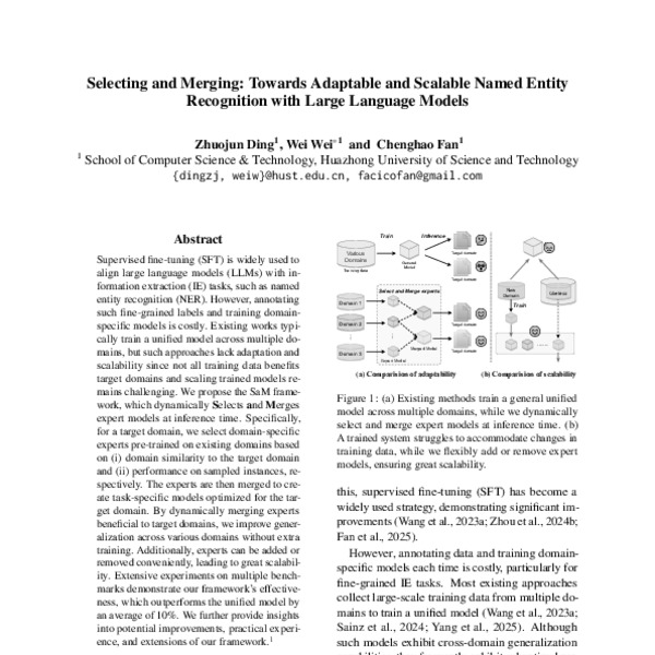 Selecting and Merging: Towards Adaptable and Scalable Named Entity Recognition with Large ...