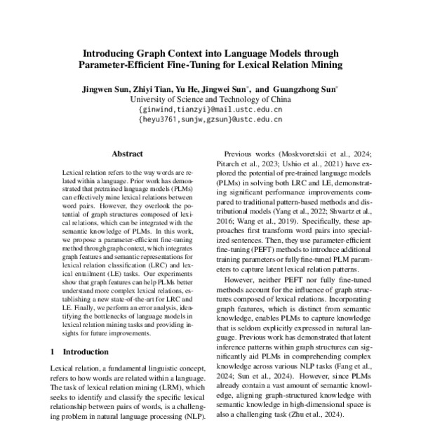 Introducing Graph Context into Language Models through Parameter-Efficient Fine-Tuning for ...