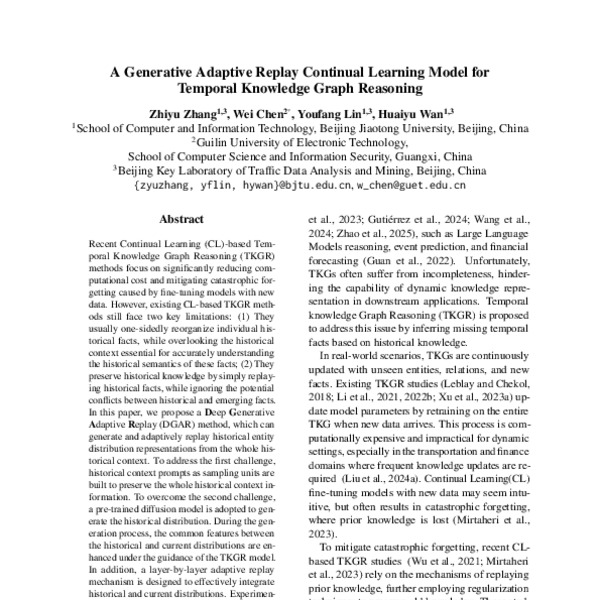 A Generative Adaptive Replay Continual Learning Model for Temporal ...