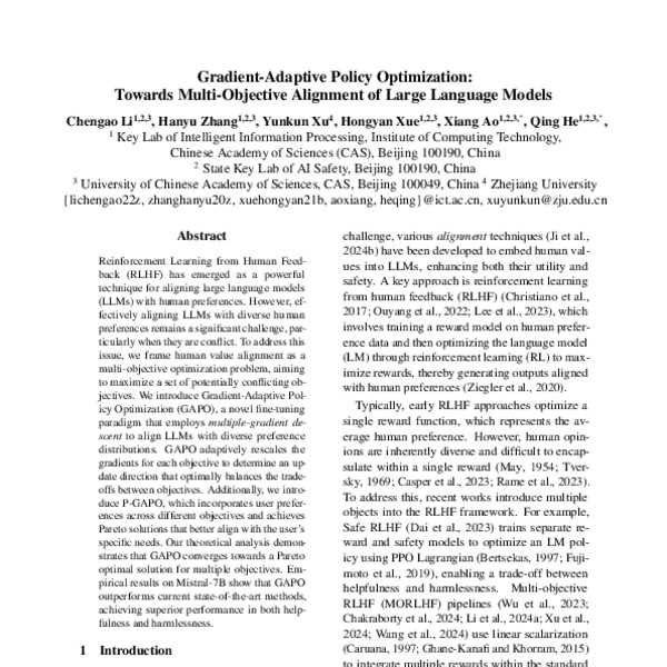 Gradient-Adaptive Policy Optimization: Towards Multi-Objective ...