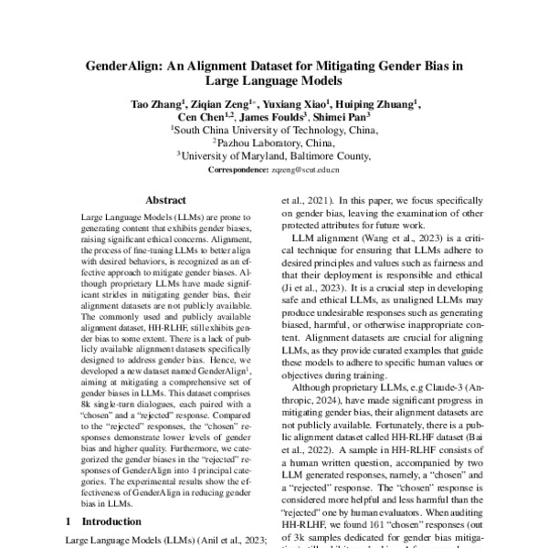GenderAlign: An Alignment Dataset for Mitigating Gender Bias in Large ...