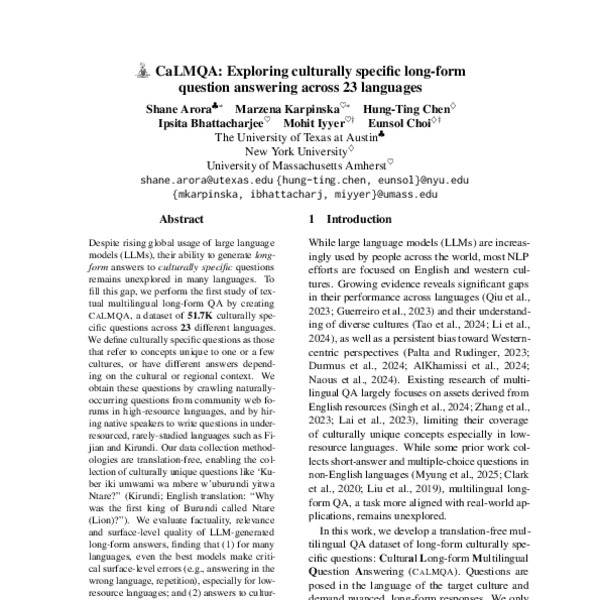 CaLMQA: Exploring culturally specific long-form question answering ...