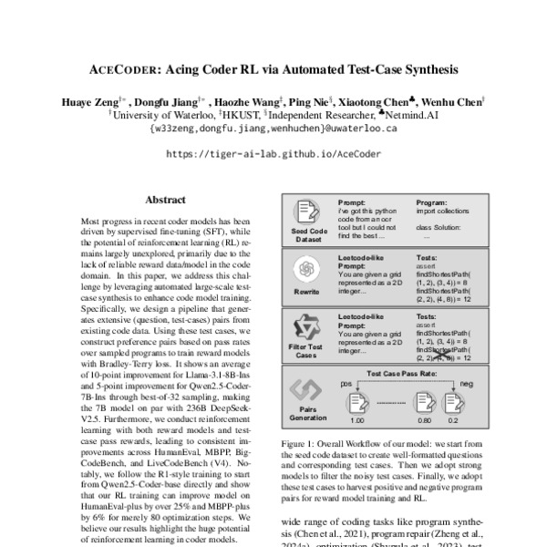 ACECODER: Acing Coder RL via Automated Test-Case Synthesis - ACL Anthology