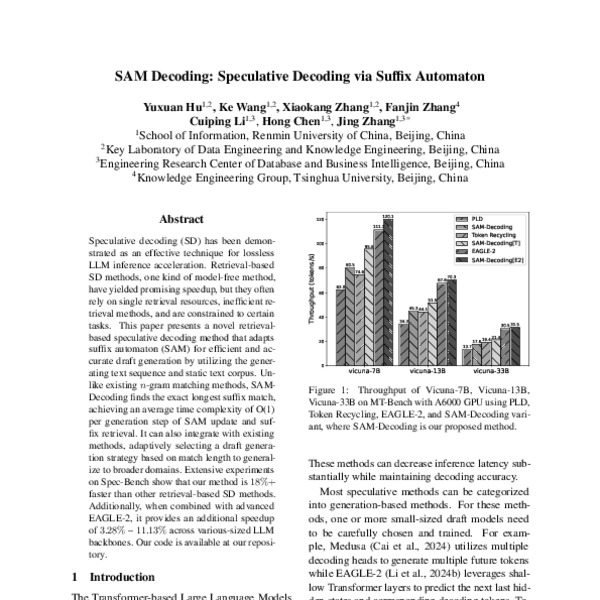 SAM Decoding: Speculative Decoding via Suffix Automaton - ACL Anthology