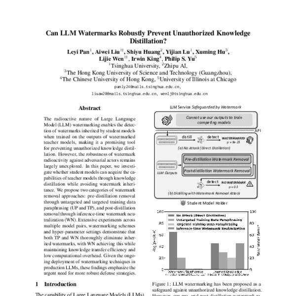 Can LLM Watermarks Robustly Prevent Unauthorized Knowledge Distillation? - ACL Anthology