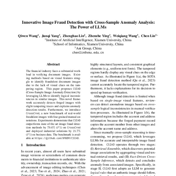 Innovative Image Fraud Detection with Cross-Sample Anomaly Analysis: The Power of LLMs - ACL ...