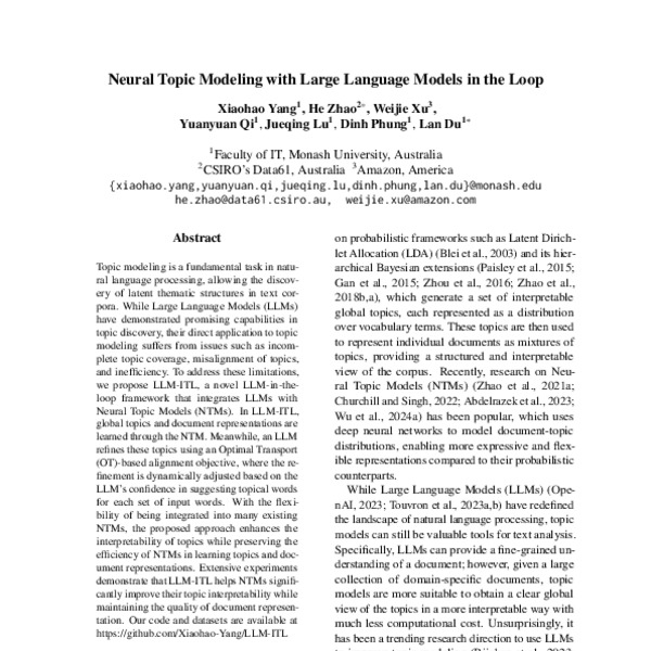 Neural Topic Modeling with Large Language Models in the Loop - ACL ...