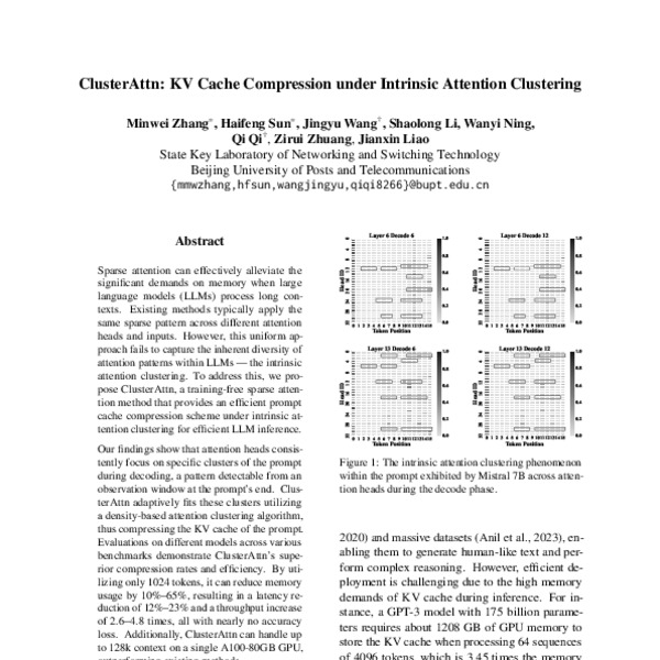 ClusterAttn: KV Cache Compression under Intrinsic Attention Clustering - ACL Anthology
