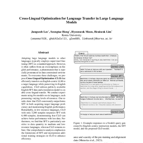 Cross-Lingual Optimization for Language Transfer in Large Language Models - ACL Anthology